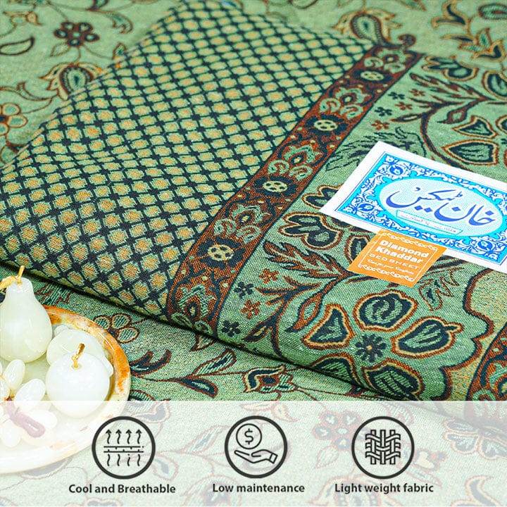 Diamond Khaddar Mongia Green Multani Bed Sheet Set – Khan Tex