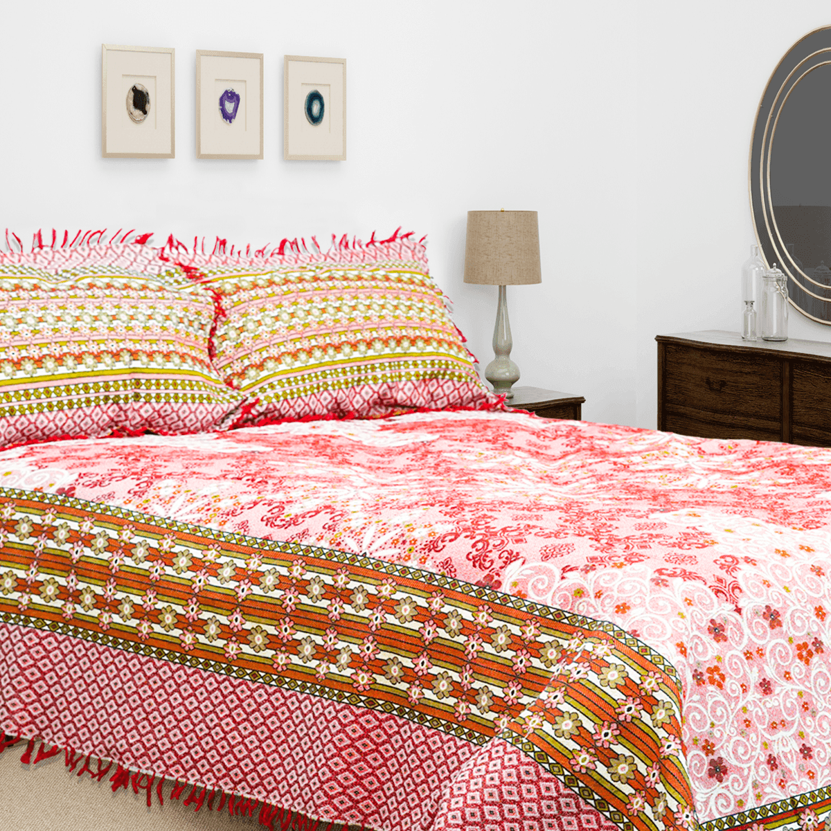 Zircon Pink Multani Bed Sheet Set – Khan Tex